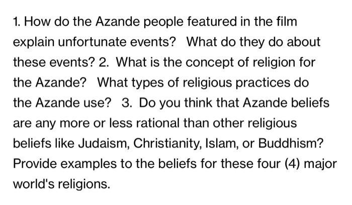 1. How do the Azande people featured in the film | Chegg.com