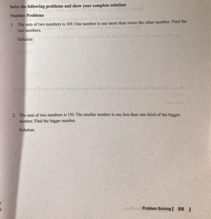 Solved Solve the following problems and show your complete | Chegg.com