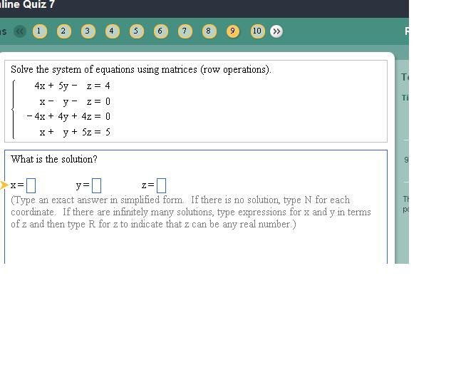 Solved Solve the system of equations using matrices (row | Chegg.com