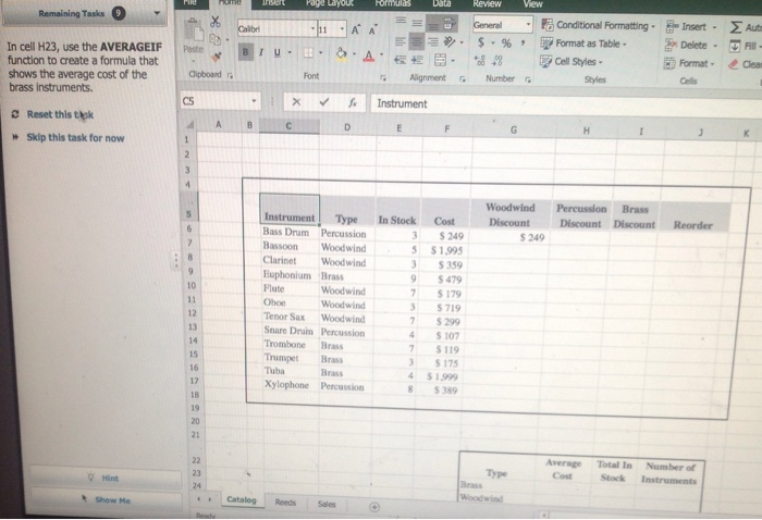 Solved File Home Insert Page Layout Data Remaining Tasks 9 | Chegg.com