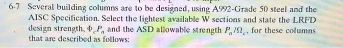 Solved c. PD=65kips and PL=125kips,Lc=20ft, fixed end | Chegg.com