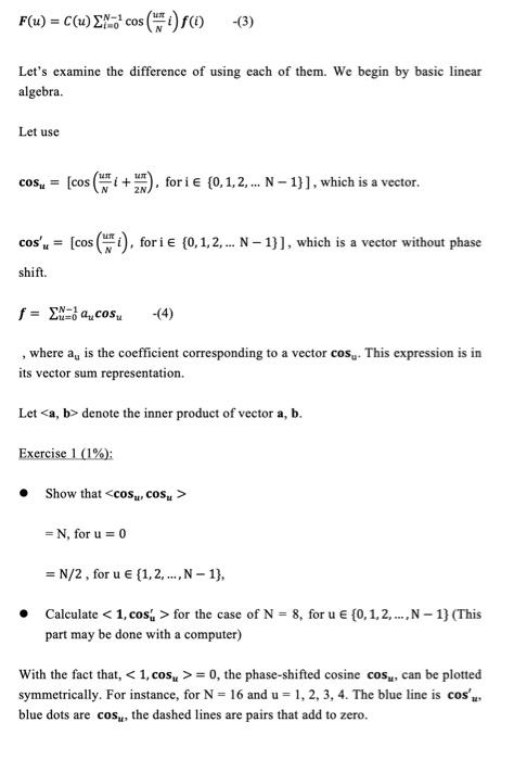 Let's derive Discrete Cosine Transform (DCT) from | Chegg.com