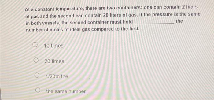 Solved At a constant temperature, there are two containers: | Chegg.com