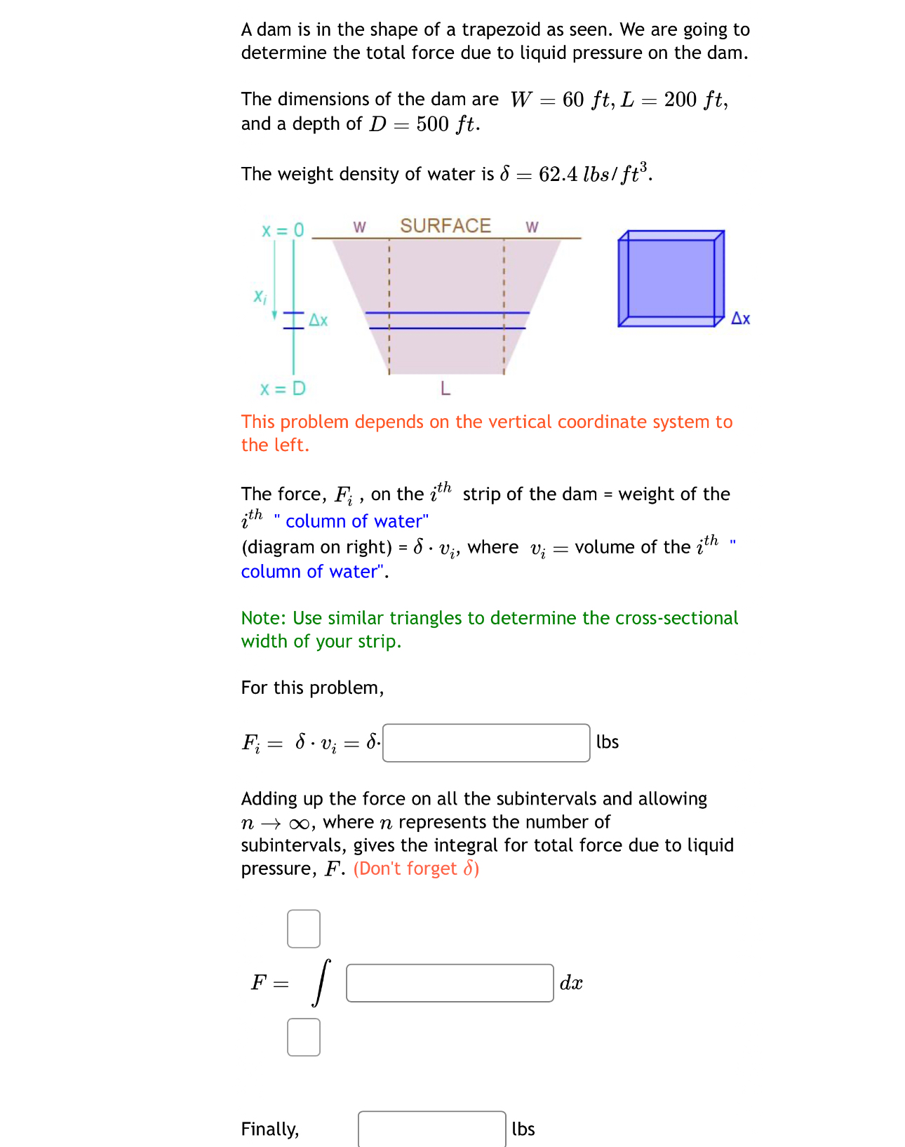 Solved A dam is in the shape of a trapezoid as seen. We are | Chegg.com