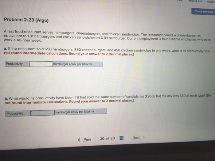 Solved Save & Exit Subm Check my work Problem 2-23 (Algo) A | Chegg.com