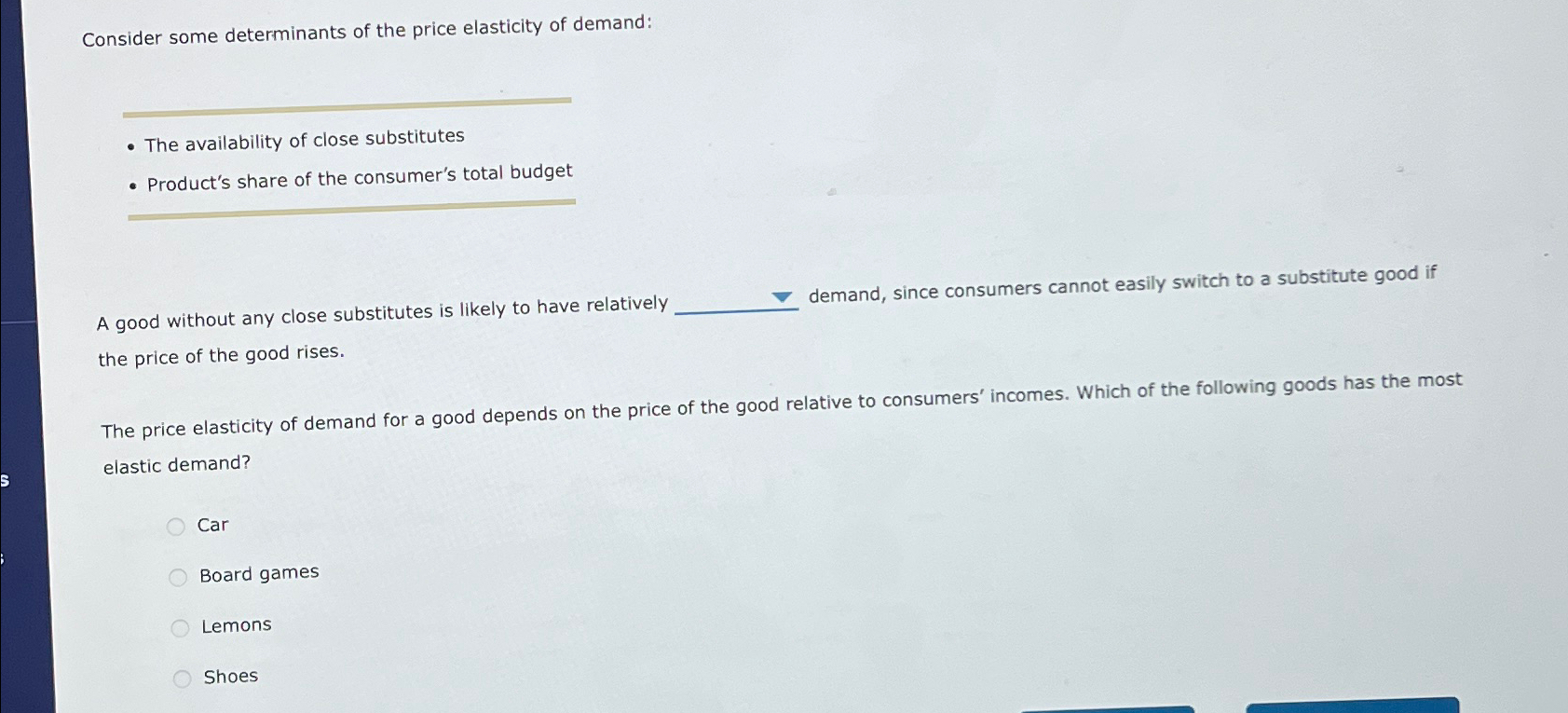 Solved Consider some determinants of the price elasticity of | Chegg.com