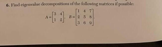 Solved 6. Find eigenvalue decompositions of the following | Chegg.com