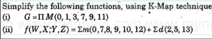 Simplify the following functions, using K-Map | Chegg.com