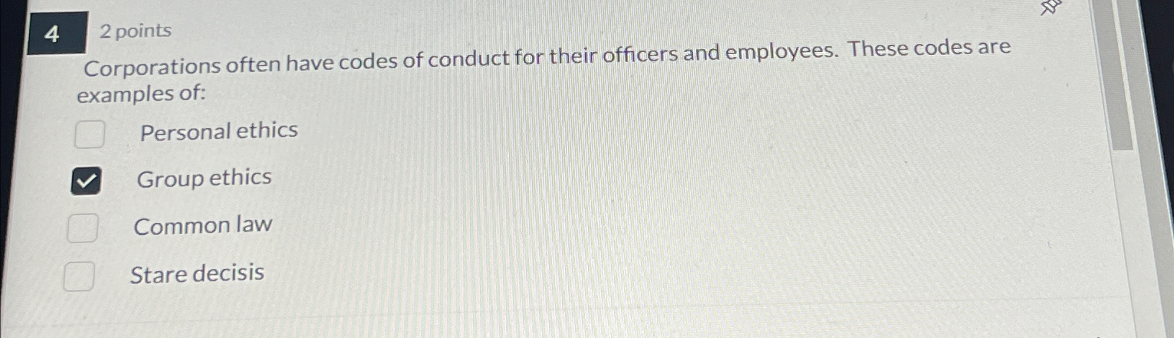 Solved 42 ﻿pointsCorporations often have codes of conduct | Chegg.com