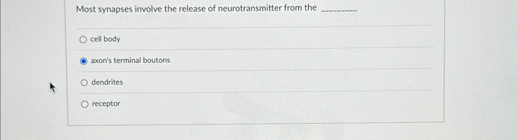 Solved Most synapses involve the release of neurotransmitter | Chegg.com