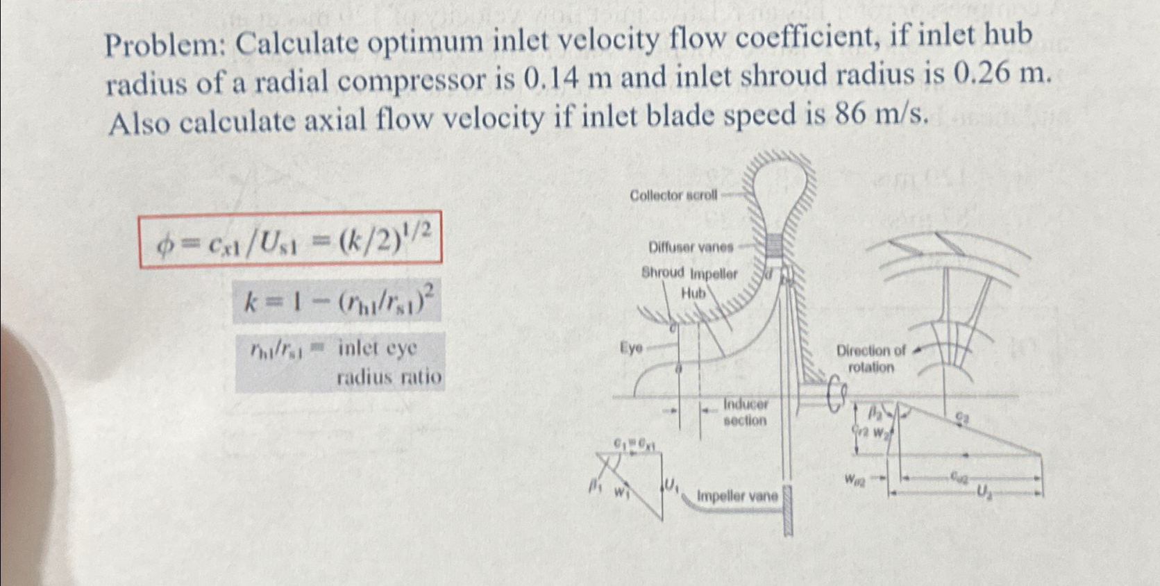 Solved Problem: Calculate optimum inlet velocity flow | Chegg.com