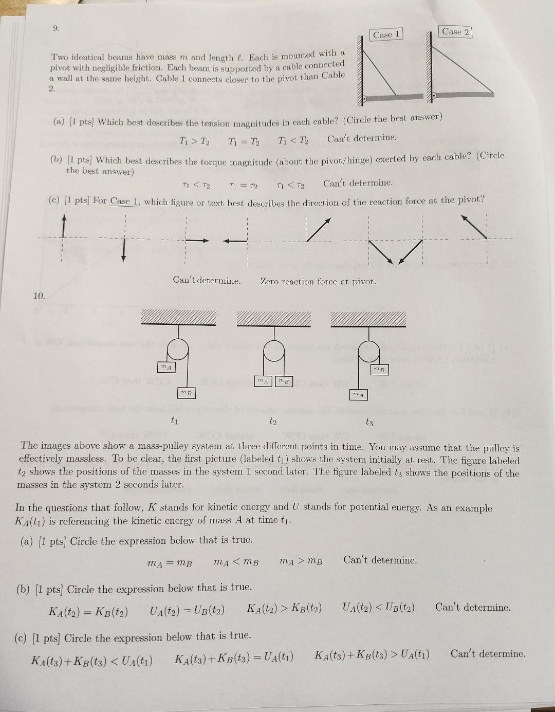 Two identical beams have mass m and length ℓ. Each is | Chegg.com