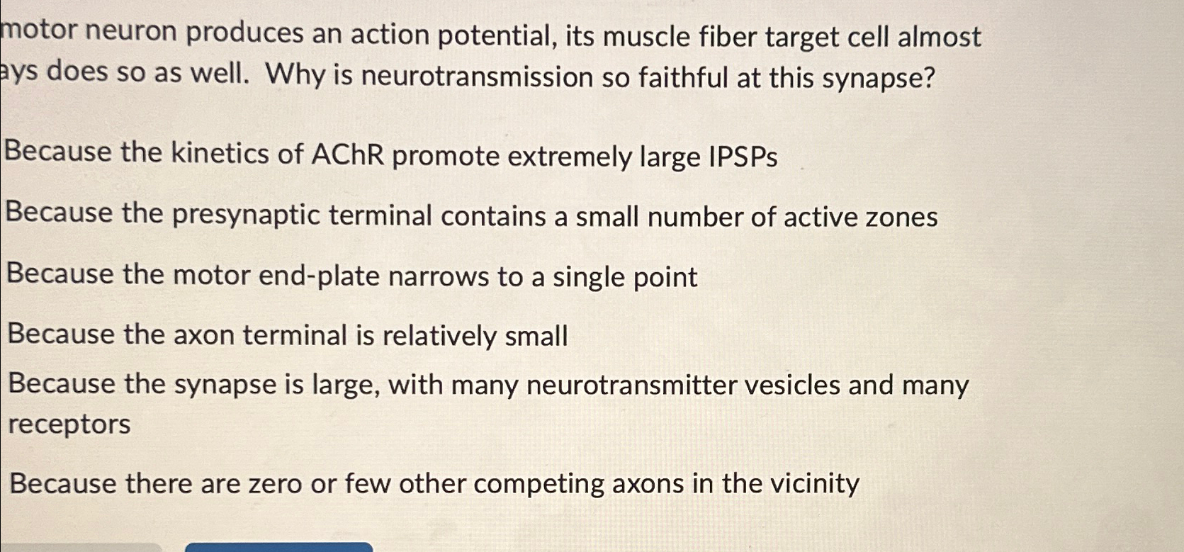Solved motor neuron produces an action potential, its muscle | Chegg.com