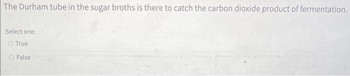 Solved The Durham tube in the sugar broths is there to catch | Chegg.com