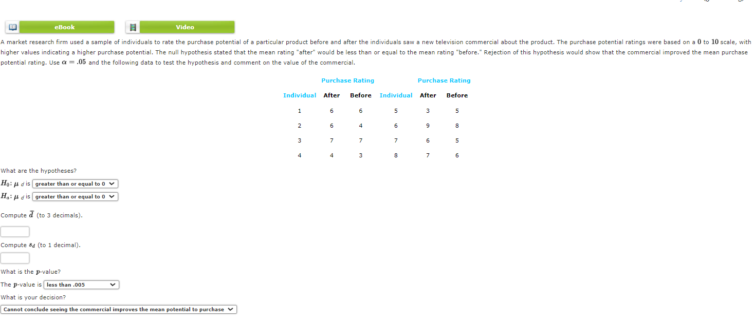 Solved potential rating. Use α=.05 ﻿and the following data | Chegg.com