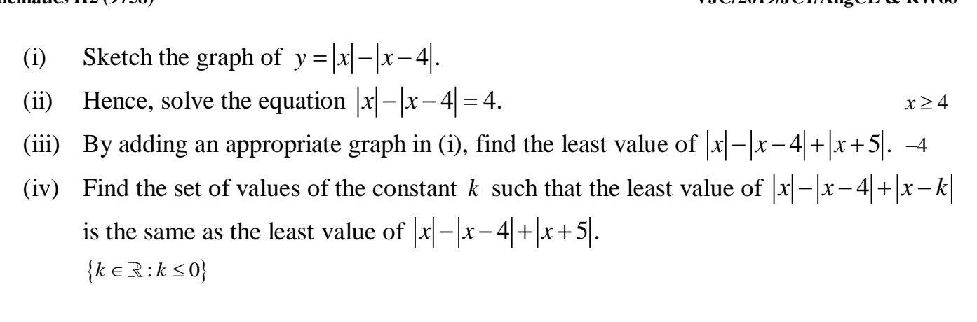Solved (i) ﻿Sketch the graph of y=|x|-|x-4|.(ii) ﻿Hence, | Chegg.com