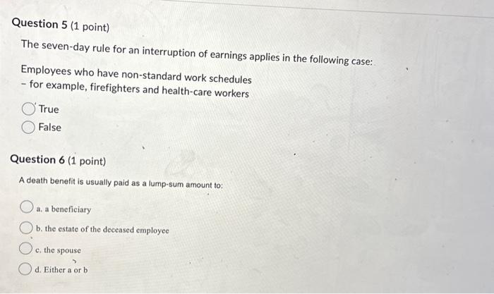Solved Question 5 (1 point) The seven-day rule for an | Chegg.com