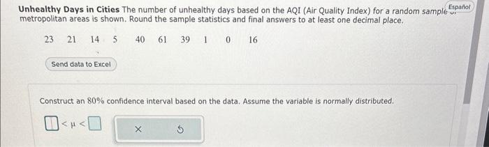 Solved Unhealthy Days in Cities The number of unhealthy days | Chegg.com