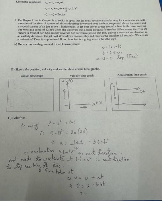 Solved Kinematic equations: | Chegg.com