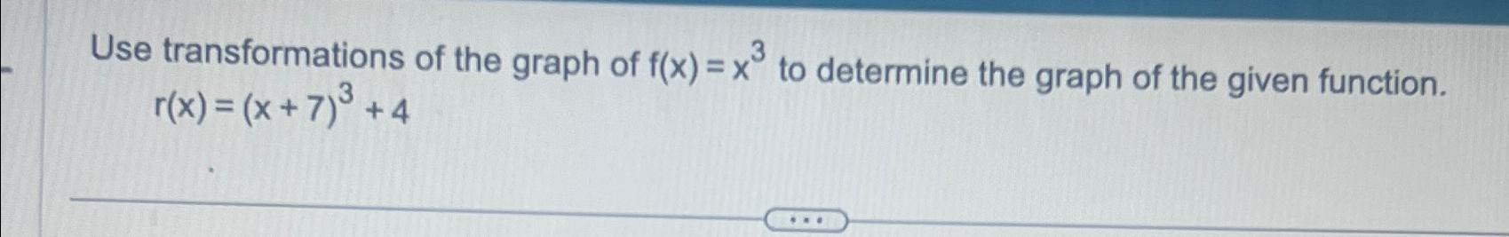 Solved Use transformations of the graph of f(x)=x3 ﻿to | Chegg.com