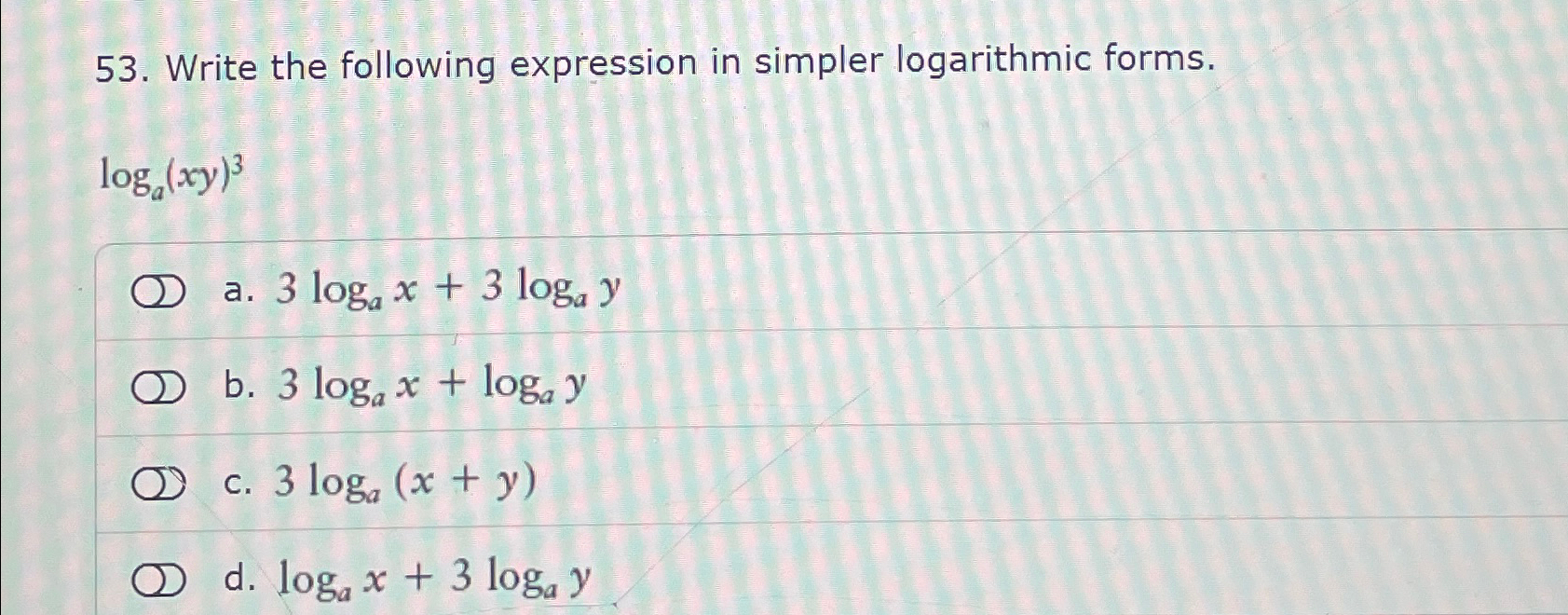 Solved Write the following expression in simpler logarithmic | Chegg.com