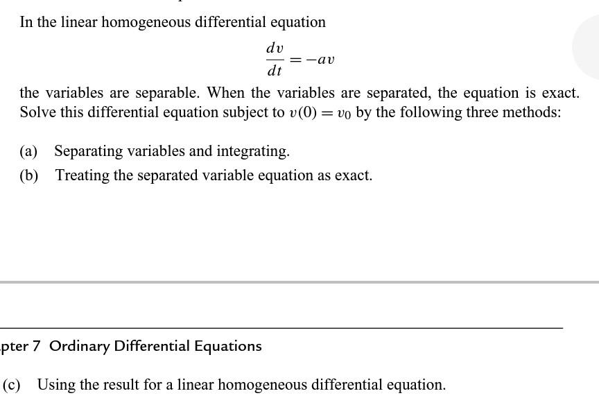 Solved In the linear homogeneous differential equation | Chegg.com