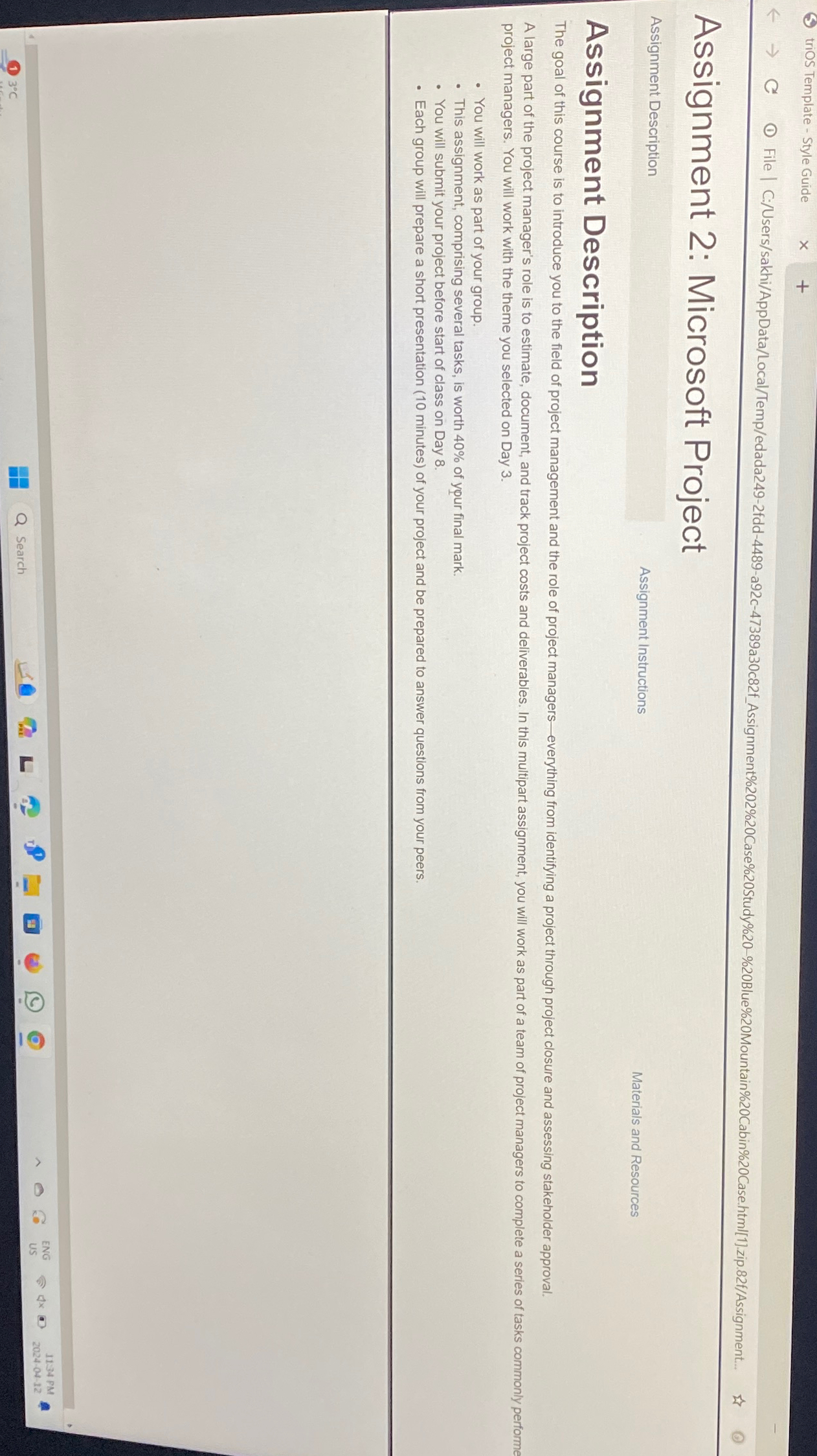 Solved triOS Template - ﻿Style GuideFile | | Chegg.com
