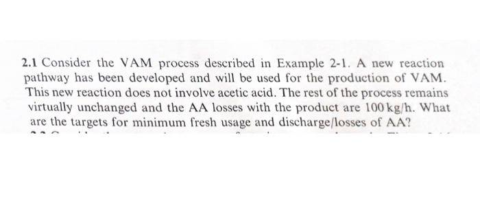 2.1 Consider the VAM process described in Example | Chegg.com