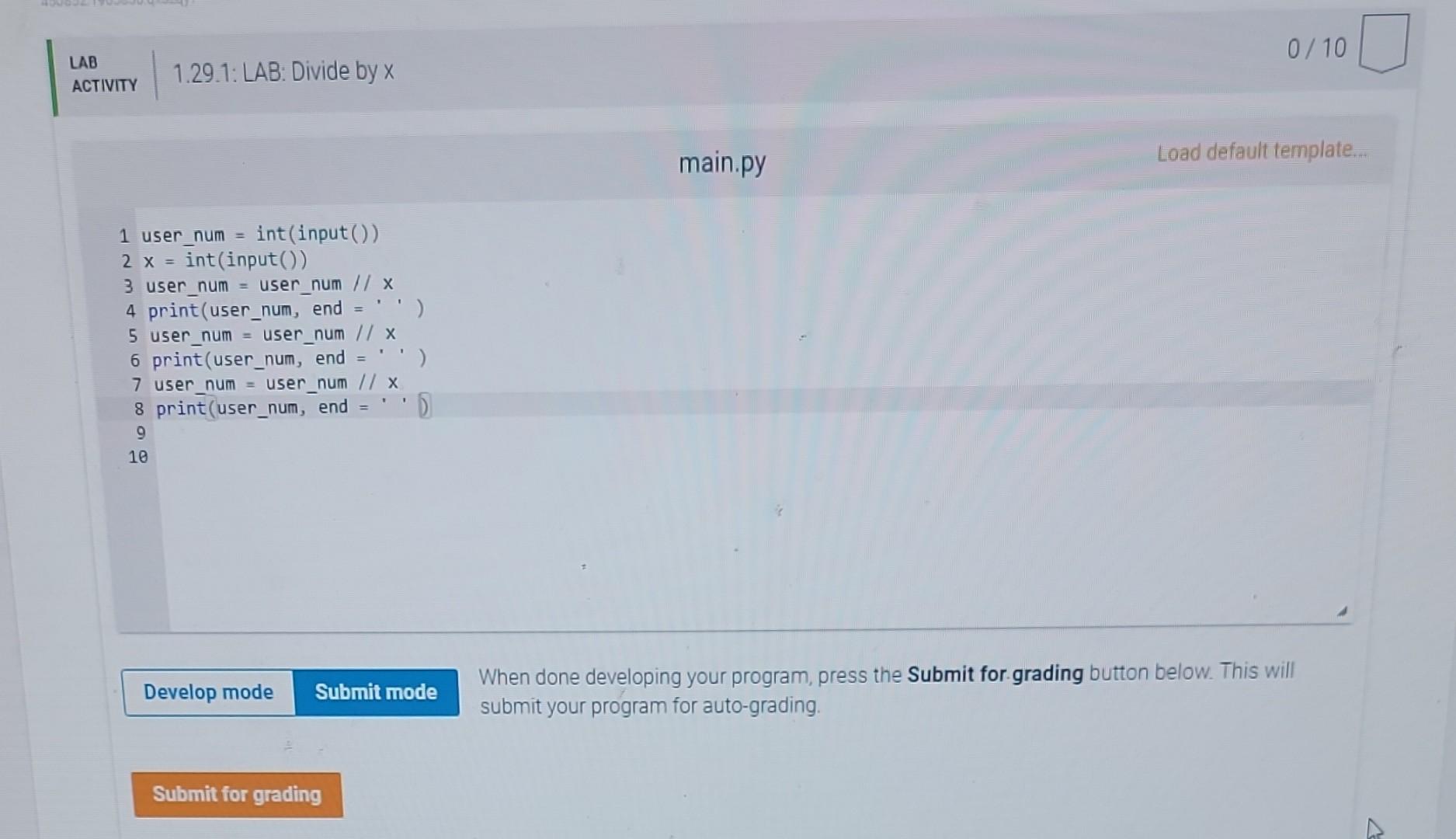 Solved main.py Load default template... When done developing | Chegg.com Solved main.py Load default template... When done developing | Chegg.com