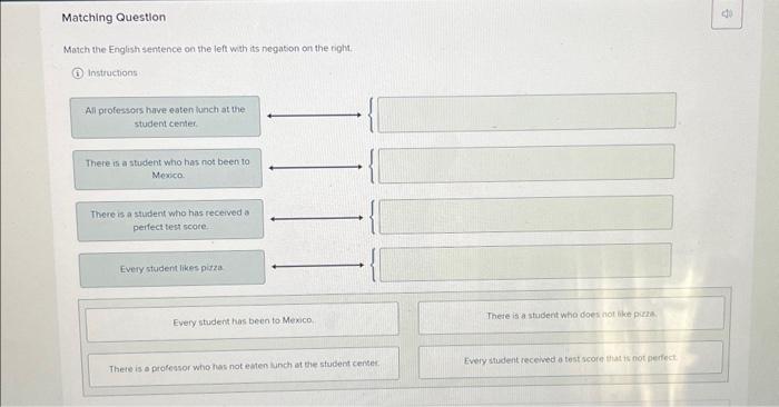 Solved Match the English sentence on the left with its | Chegg.com