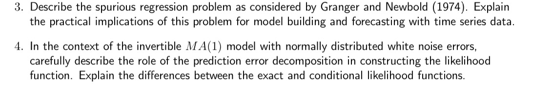 Solved Describe the spurious regression problem as | Chegg.com
