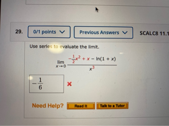 Solved 29. 0/1 points | Previous Answers V SCALC8 11.1 Use | Chegg.com