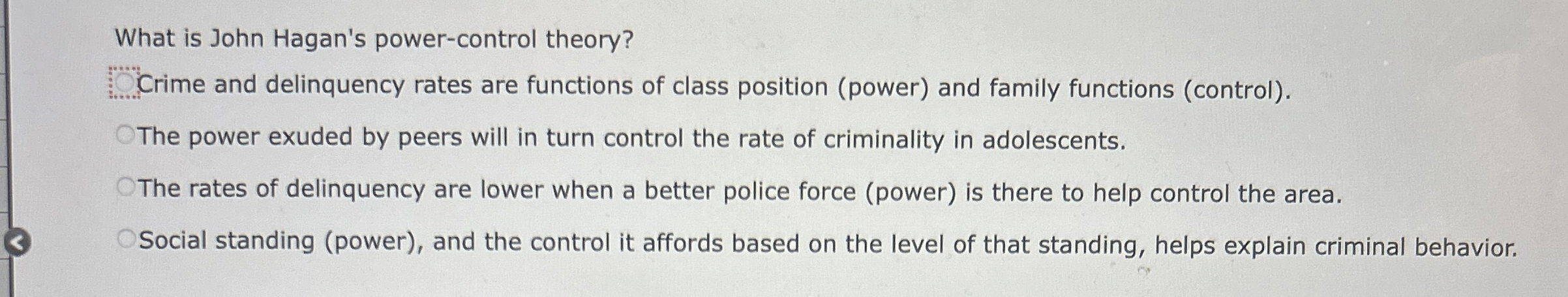 Solved What is John Hagan's power-control theory?Crime and | Chegg.com