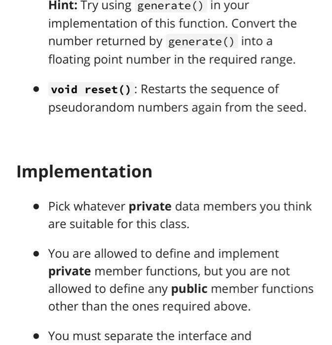 Solved A Random Number Generator Overview Ever wondered how | Chegg.com