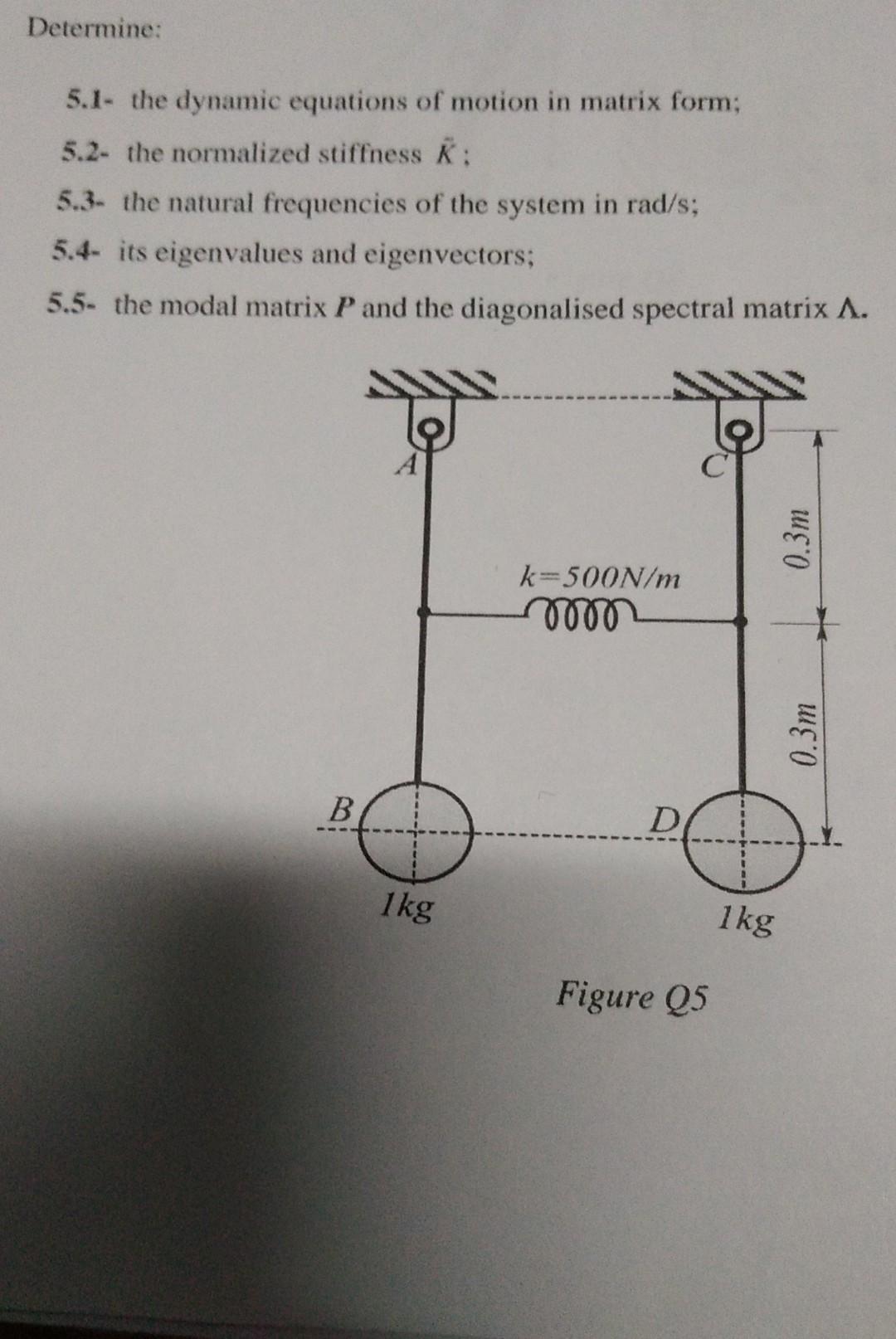 Solved Determine: 5.1- the dynamic equations of motion in | Chegg.com