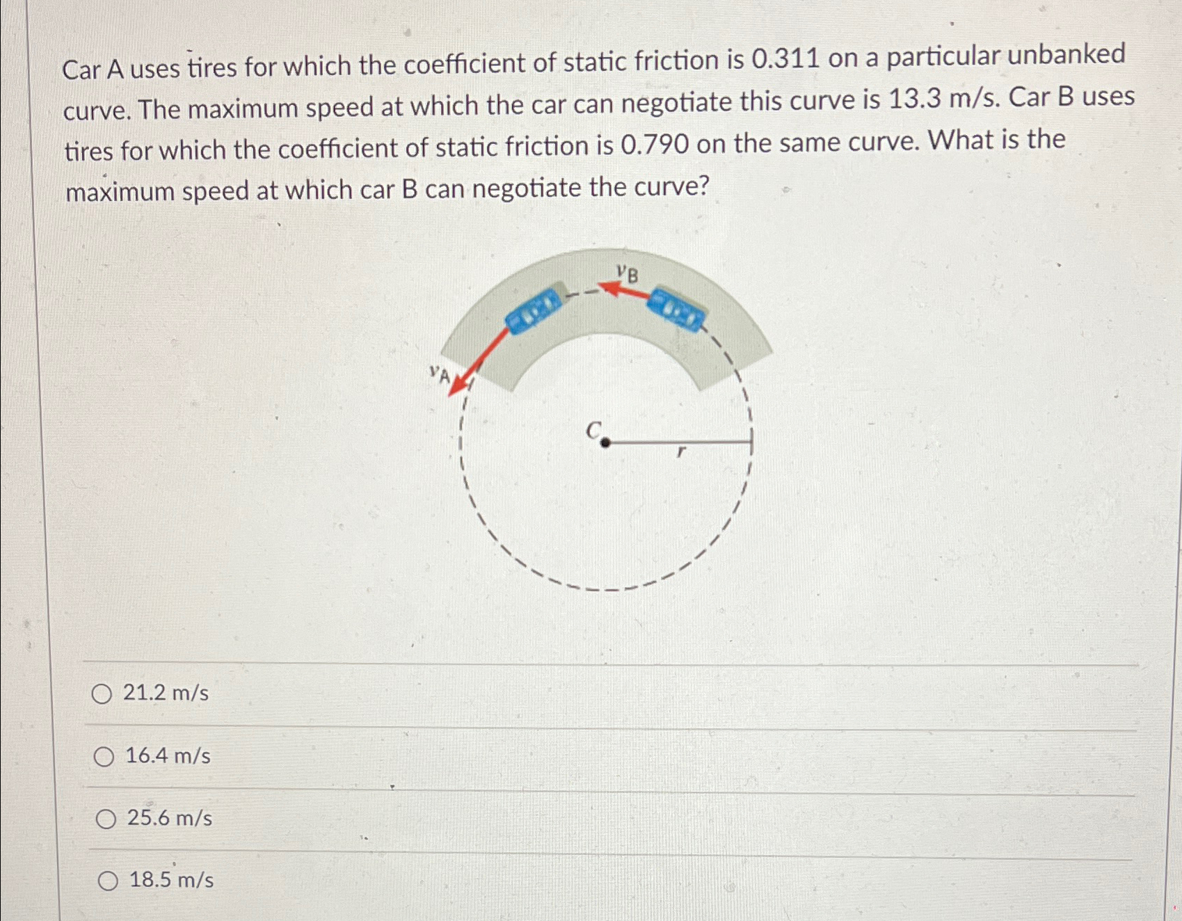 Solved Car A uses tires for which the coefficient of static | Chegg.com