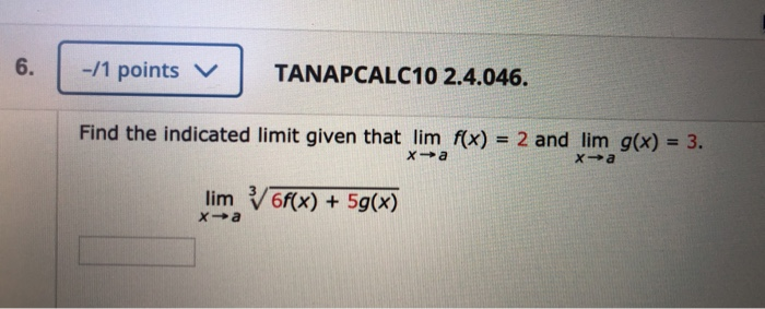 Solved -/1 points TANAPCALC10 2.4.046. Find the indicated | Chegg.com