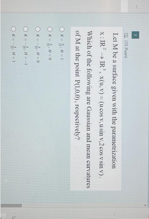 Solved Let M be a surface given with the parametrization | Chegg.com Solved Let M be a surface given with the parametrization | Chegg.com