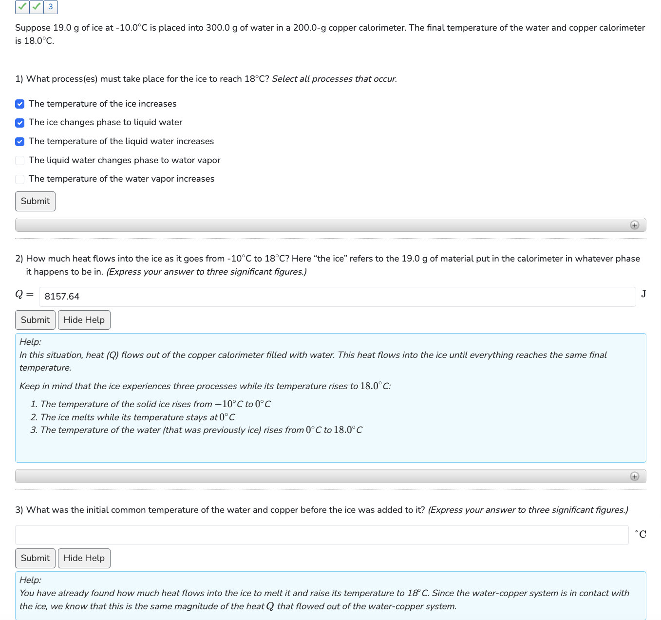 Solved Suppose 19.0g ﻿of ice at -10.0°C ﻿is placed into | Chegg.com