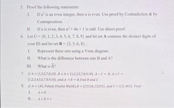 Solved 5. Proof the following statements: I. If n2 is an | Chegg.com