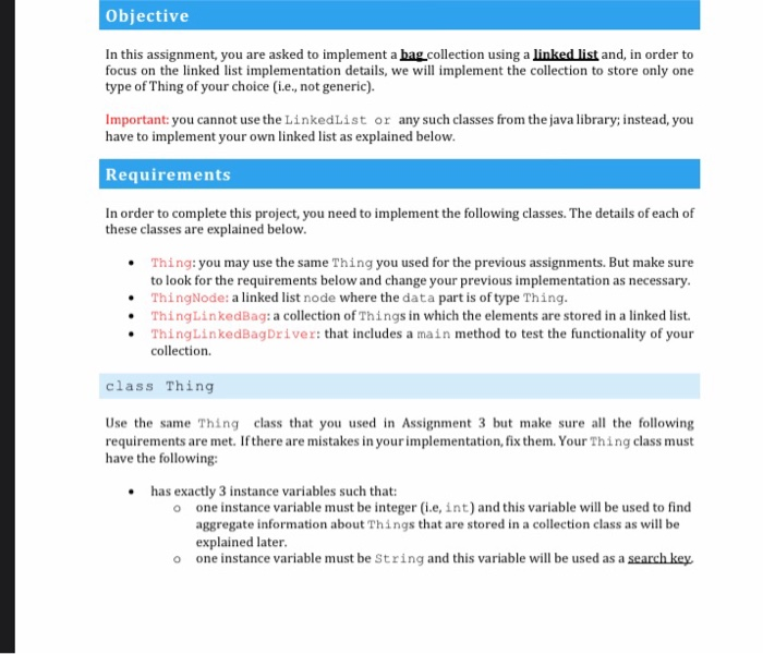 on the instruction you have 4 classes to implement 1. | Chegg.com