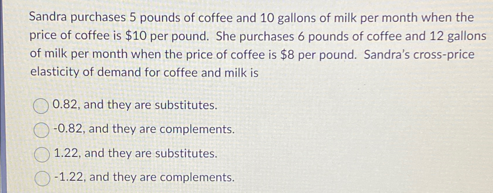 Solved Sandra purchases 5 ﻿pounds of coffee and 10 ﻿gallons | Chegg.com