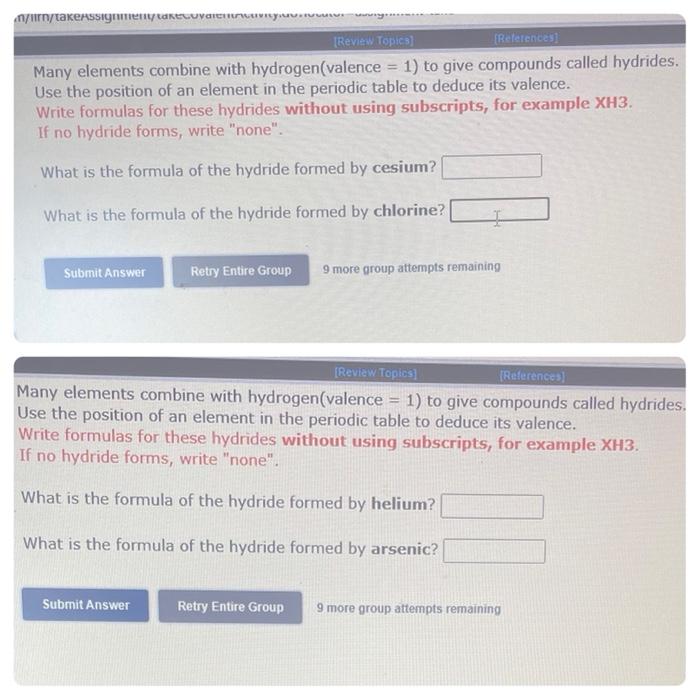 Solved Many elements combine with hydrogen(valence =1 ) to | Chegg.com