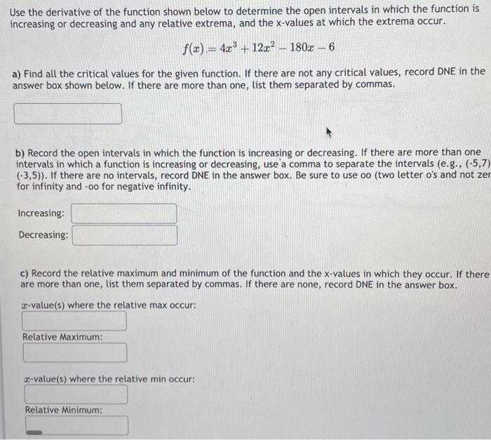 Solved Use the derivative of the function shown below to | Chegg.com