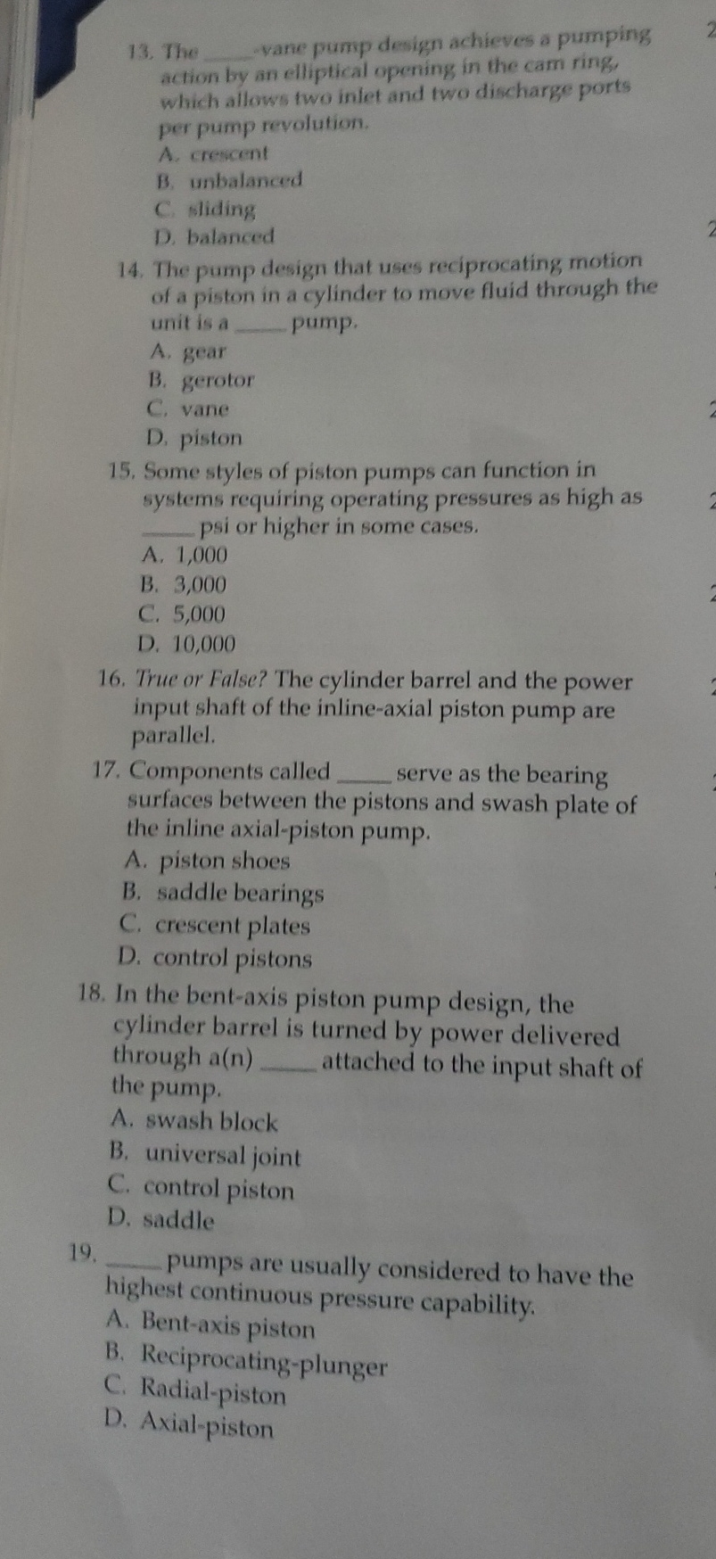 Solved The vane punp design achieves a pumpingaction by an | Chegg.com