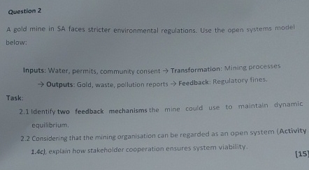 Solved Question 2A gold mine in SA faces stricter | Chegg.com