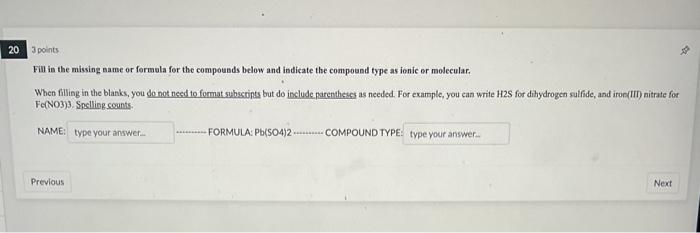 Solved Fill is the missing name or formela for the compounds | Chegg.com