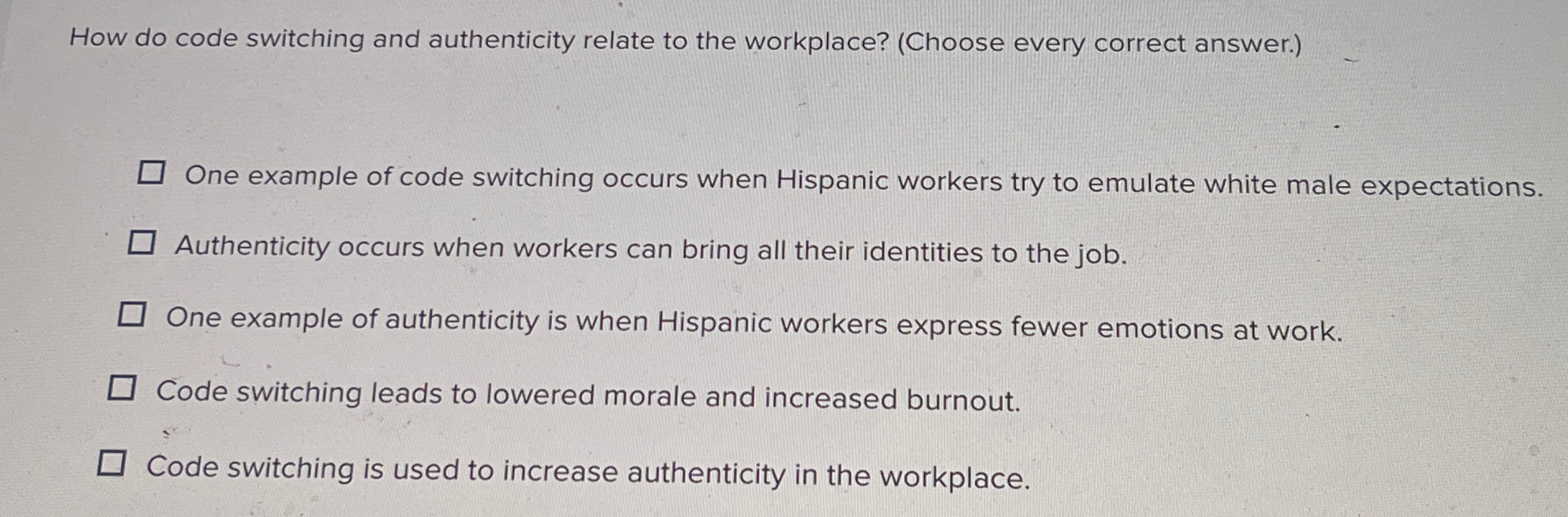 Solved How do code switching and authenticity relate to the | Chegg.com