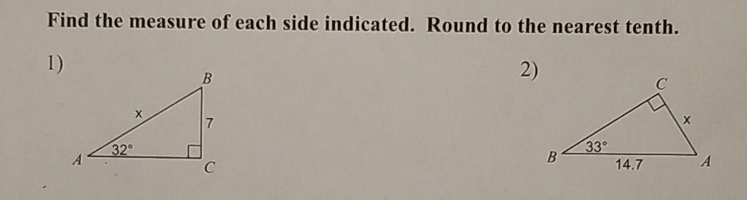 Solved Find the measure of each side indicated. Round to the | Chegg.com