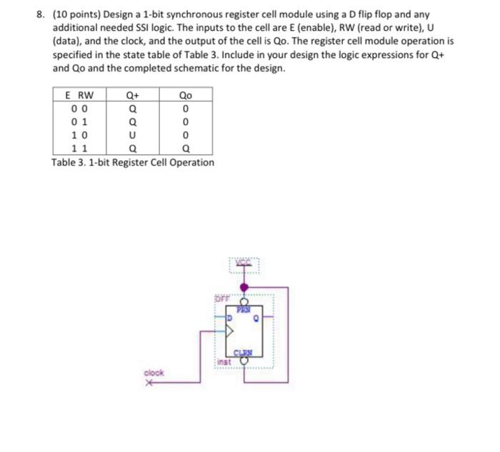 Solved 8. (10 points) Design a 1-bit synchronous register | Chegg.com